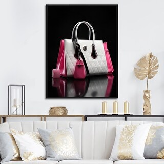 Designart "Pink Fashion Bag Glamour III" Fashion Framed Canvas Print - Bed Bath & Beyond - 38961723